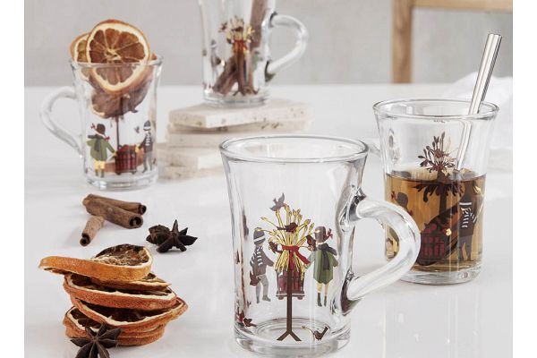 Juleflaske, juledram glas, jule vandglas, jule hot drink fra Holmegaard